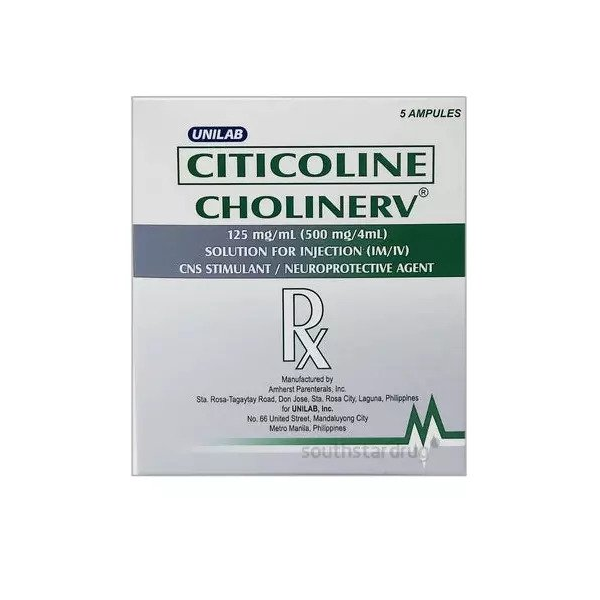 CHOLINERV Citicoline 125mg / mL (500mg / 4mL) Solution for IM/IV ...